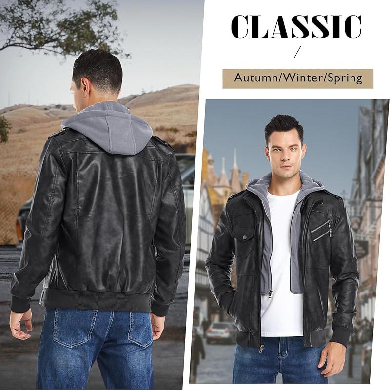 Men's & Women's Hooded Viking Leather Motorcycle Jacket - Rakubase