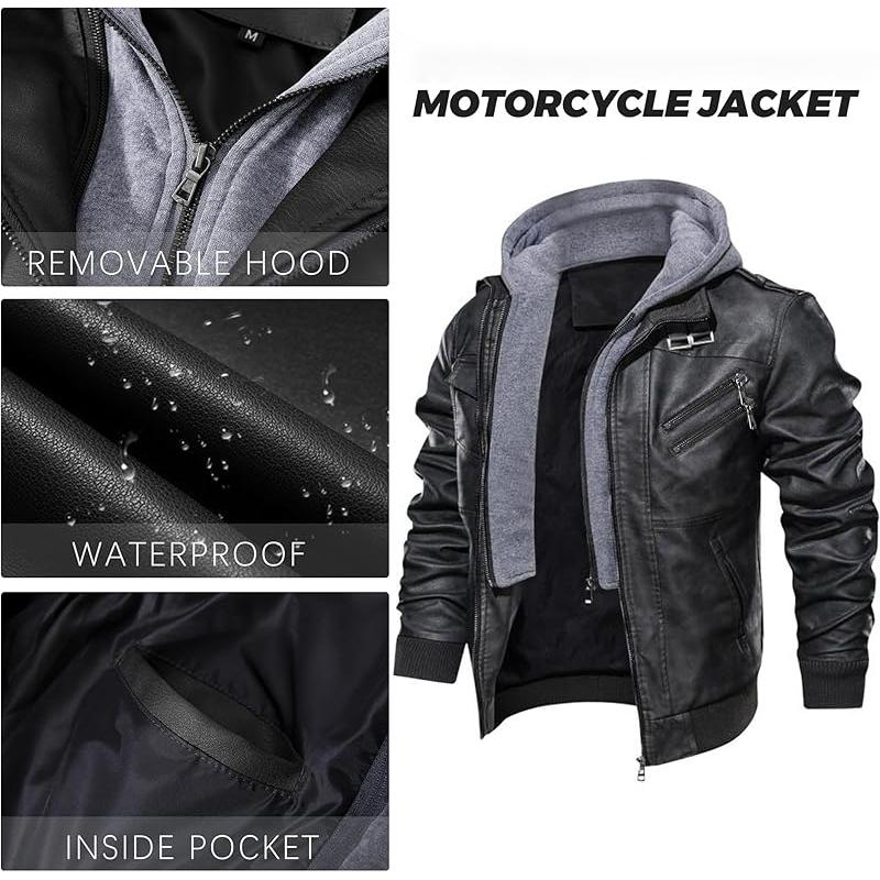 Men's & Women's Hooded Viking Leather Motorcycle Jacket - Rakubase