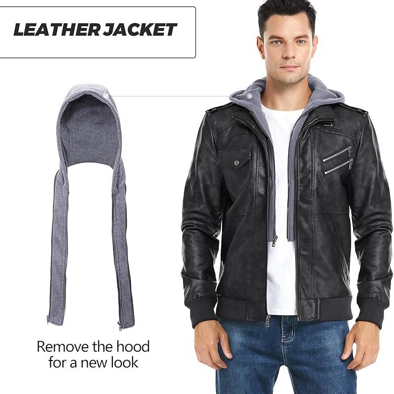 Men's & Women's Hooded Viking Leather Motorcycle Jacket - Rakubase